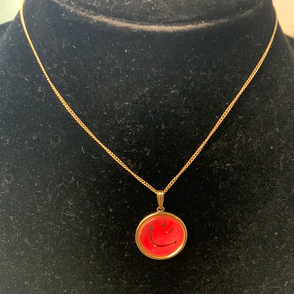 Jewelry | Vintage Smiley Face Pendant With Chain | Poshmark